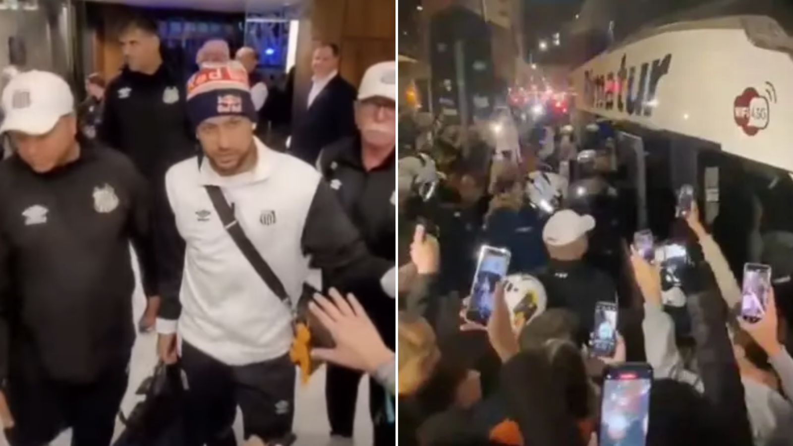 Torcida do Santos lota entrada de hotel para recepcionar Neymar em ...